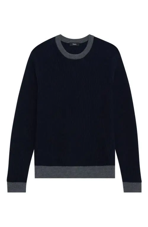 Theory Maden Novo Merino Wool-Blend Crewneck Sweater In Baltic